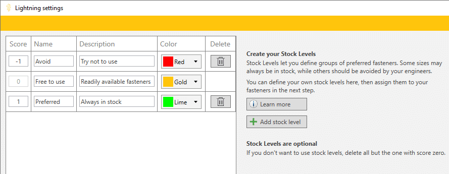 What are Stock Levels? - Lightning - CAD Booster